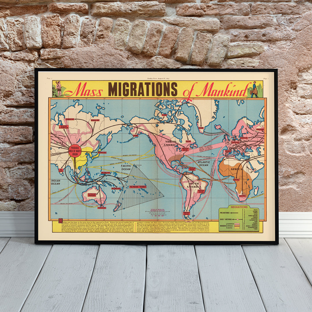Poster | Mass Migration of Mankind Map Art | MORYARTY – Moryarty ...